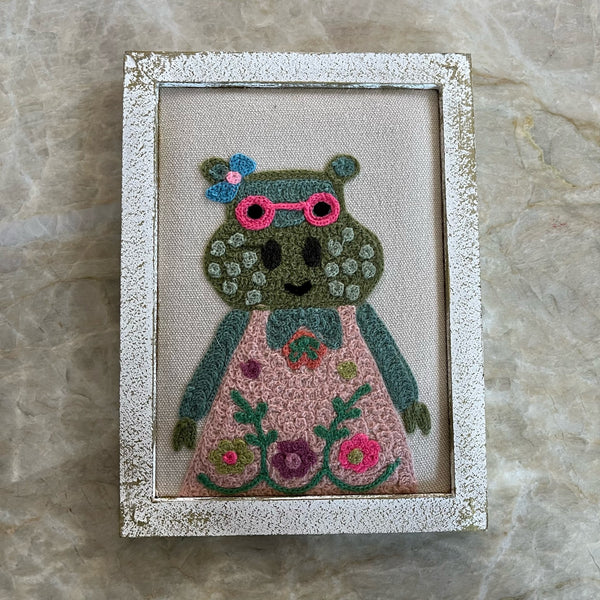 Embroidered Frames- Hippo – Lauren Ferrell Designs