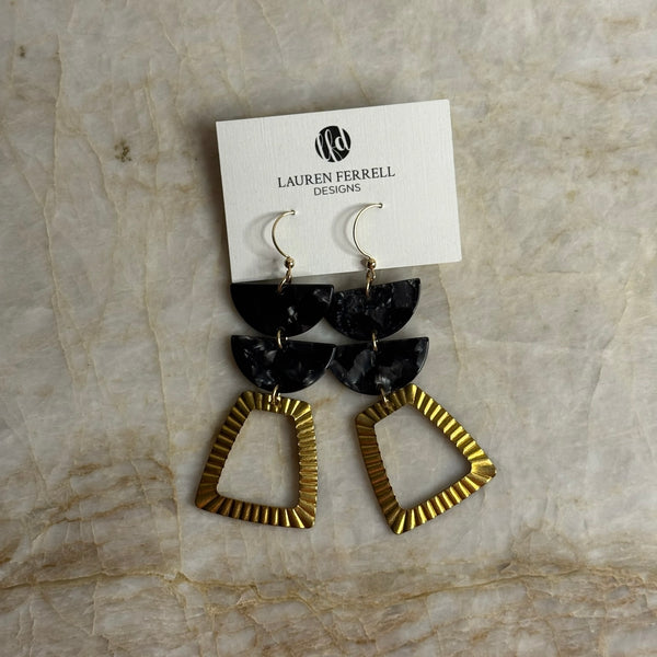Double Acrylic Earrings- Large Trapezoid with Black – Lauren Ferrell ...