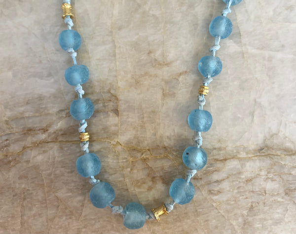 Leather Knotted Recycled Glass Necklace – Lauren Ferrell Designs